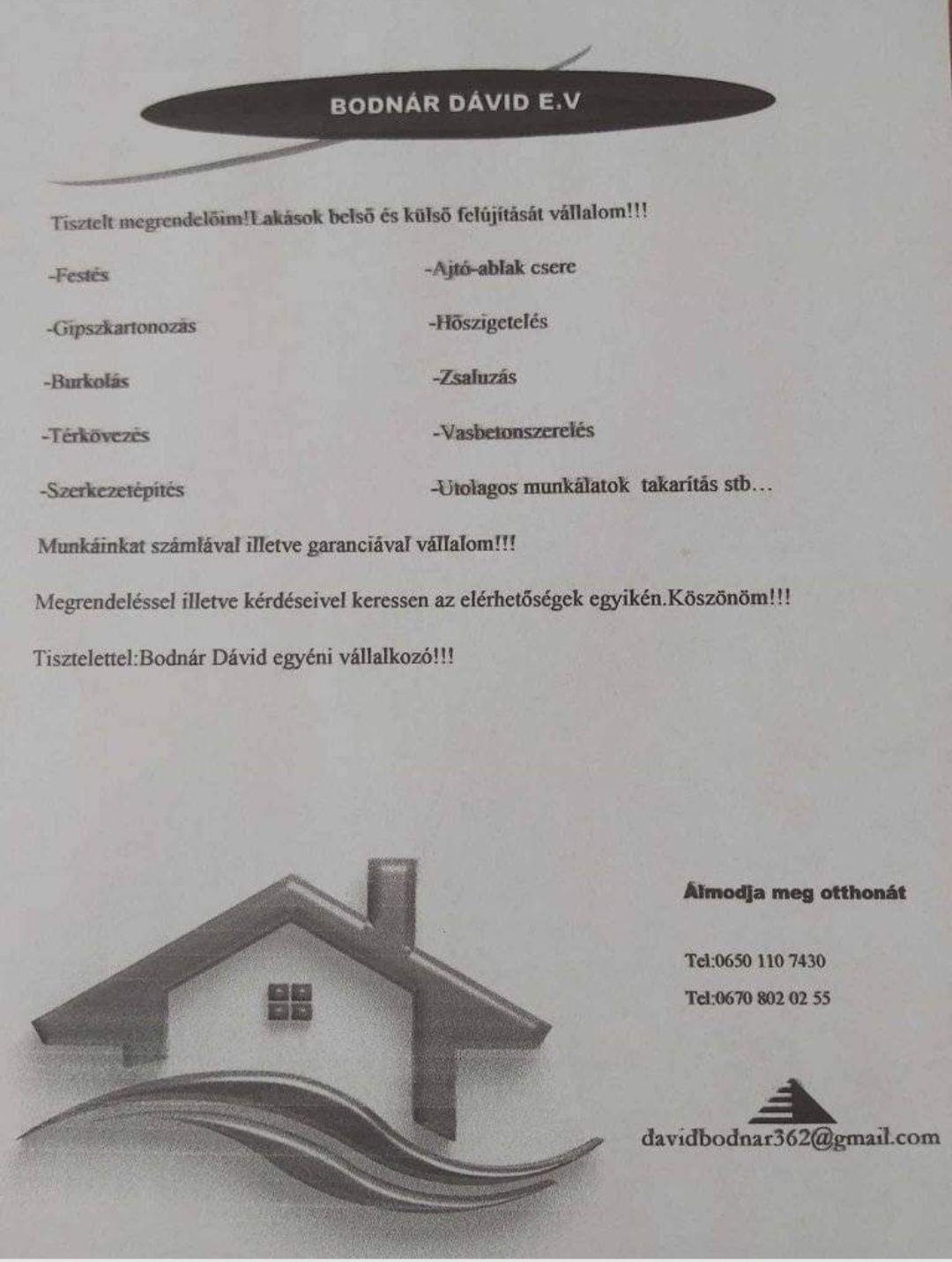 Bodnár Dávid kőműves Budapest (Építőiparitudakozó) - TudakozóBázis